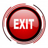 exit red circle web glossy icon on white background